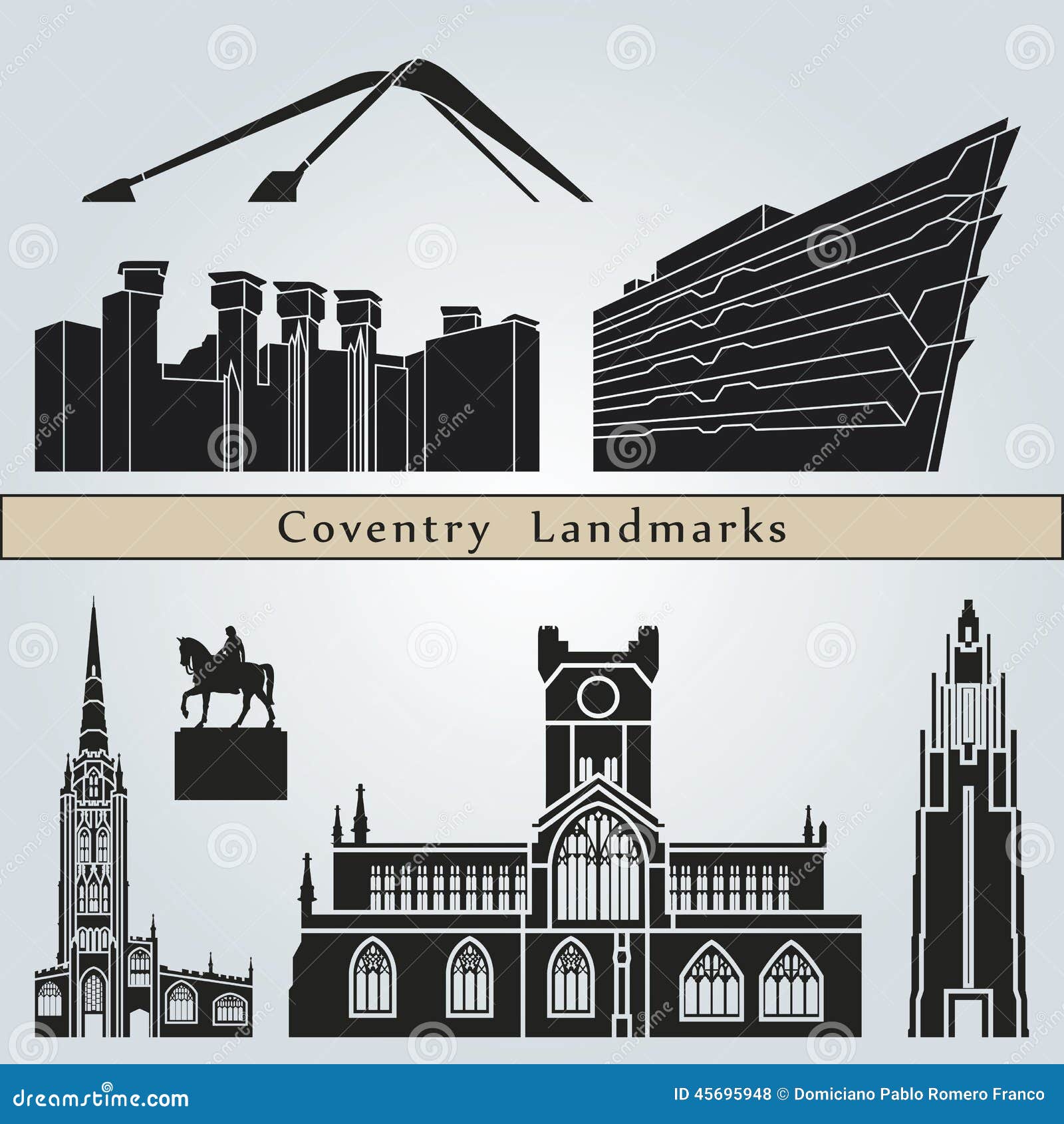 Coventry Landmarks and Monuments Stock Vector - Illustration of ...