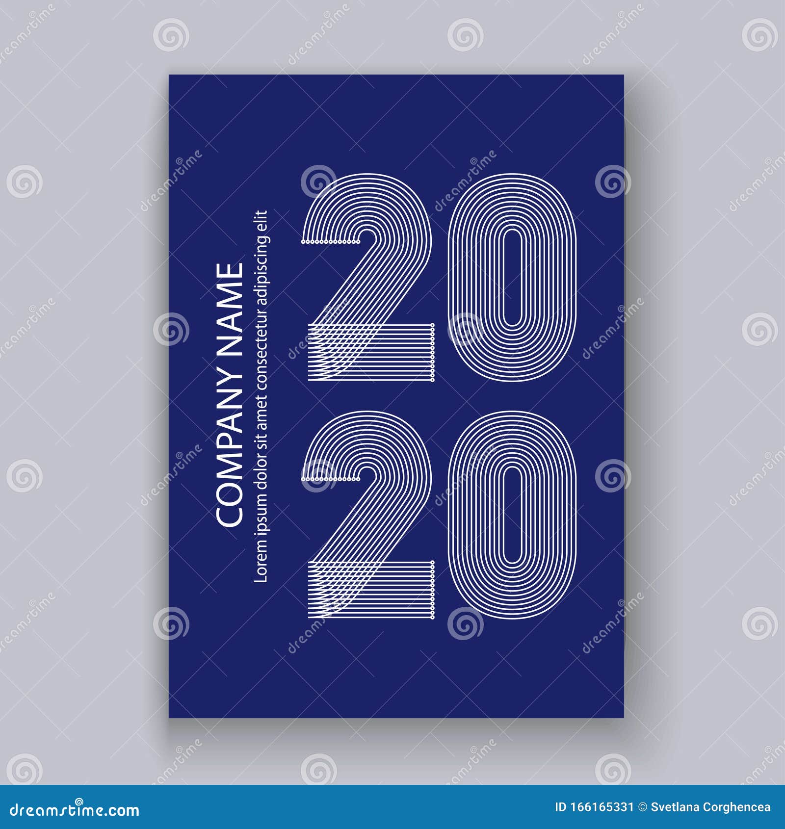 Cover Annual Report Numbers 2020 in Thin Lines. Year 2020 Text Design ...