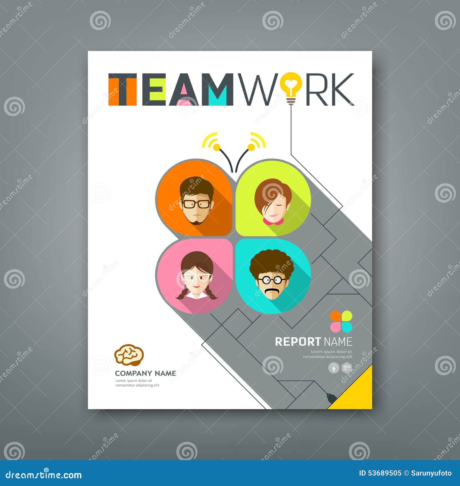 Cover Annual Reports Colorful Teamwork Concept Stock Vector ...