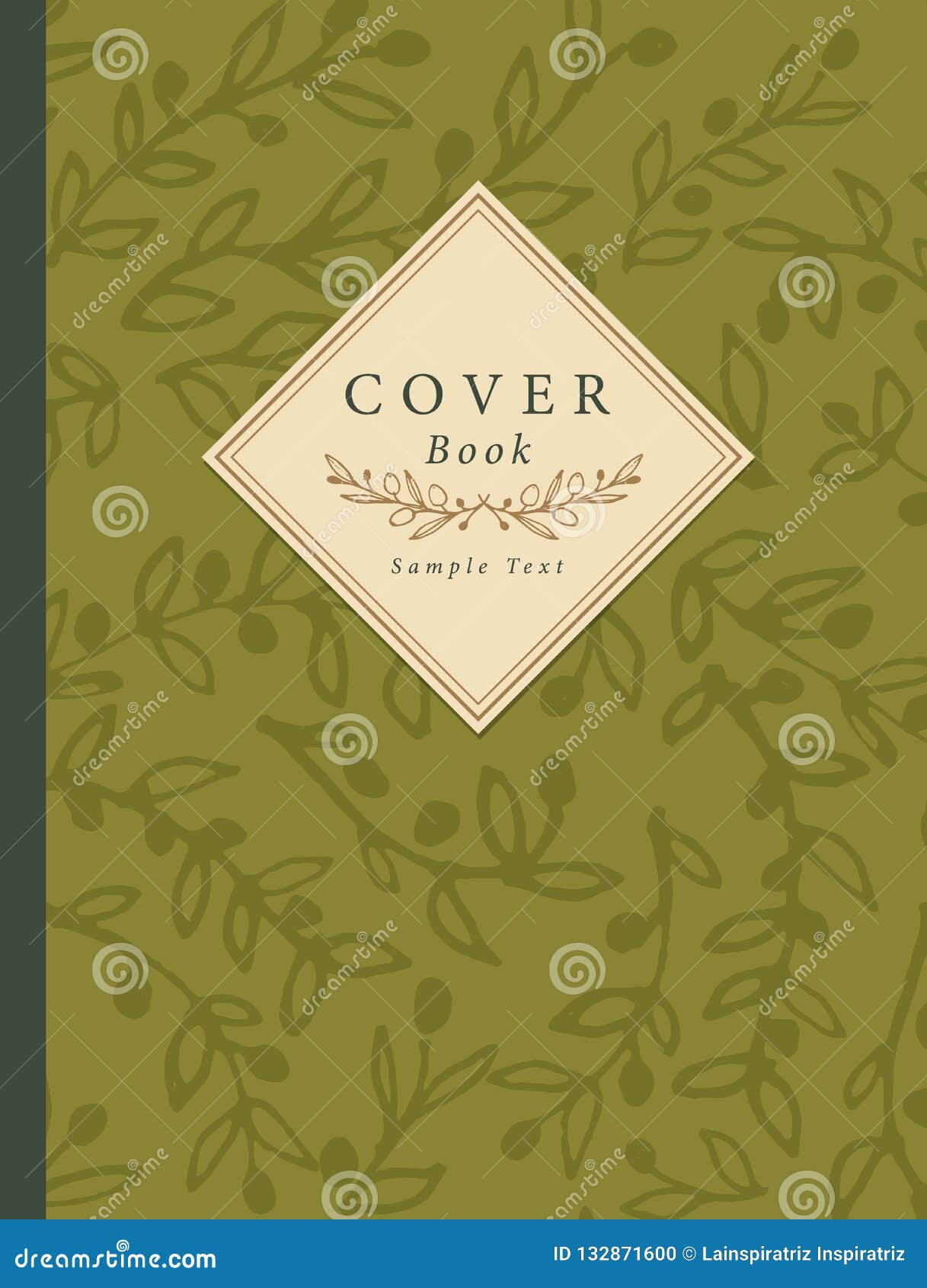 Cover Book Decorated with Hand-drawn Olive Branches Pattern Stock ...