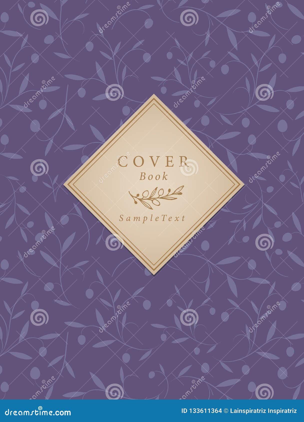 Cover Book Decorated Olive Branches Pattern and Label Stock ...