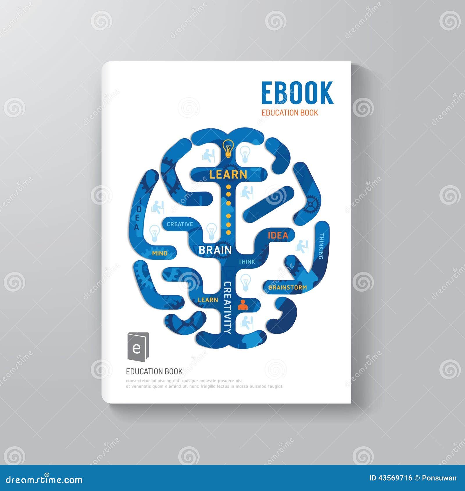 Cover Book Digital Design Brain Concept Template . Stock Vector ...