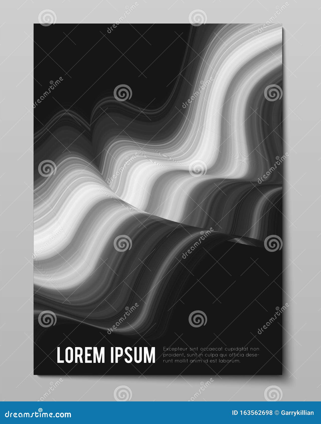 Cover with Bw Wave Abstract Vector Background. Dynamic Warped Lines ...
