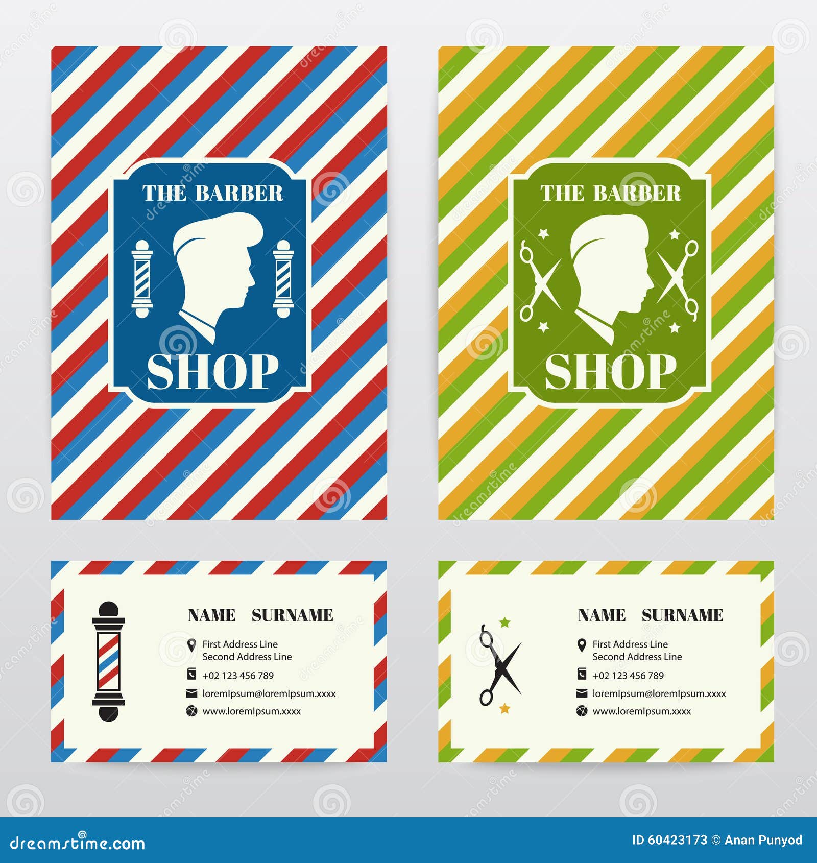 Cover and Card Template Design for Barber Shop Stock Vector ...
