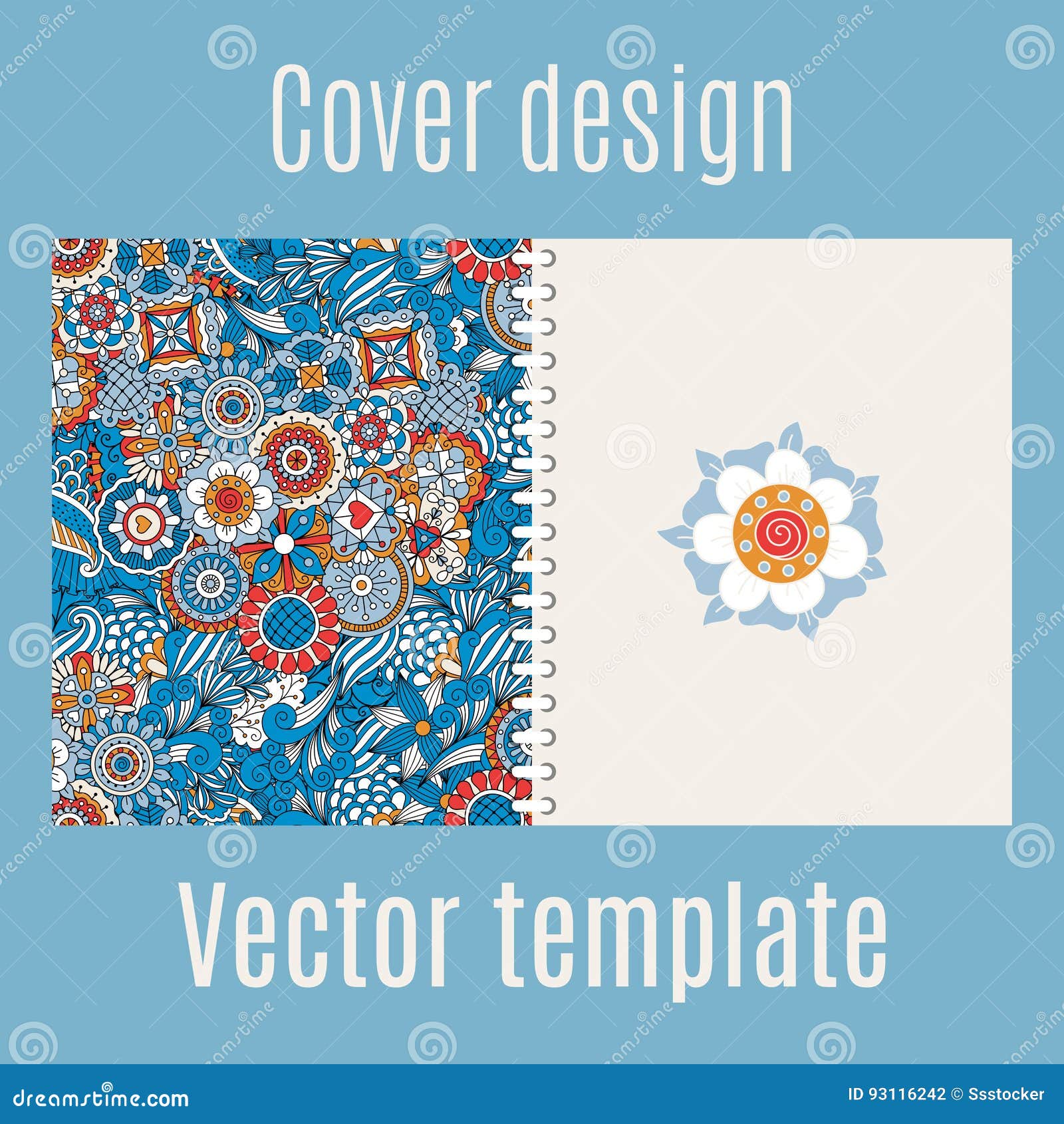 Cover Design with Blue Floral Background Stock Vector - Illustration of ...