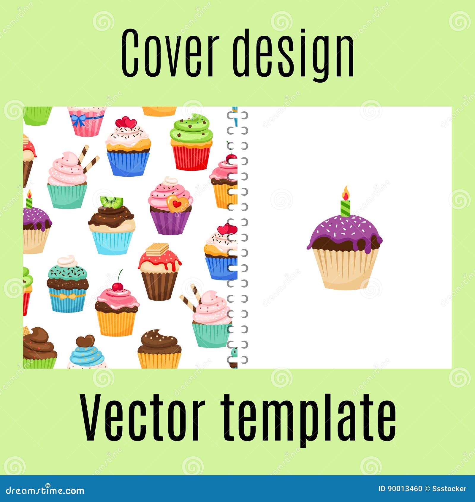 Cover Design with Cupcakes Pattern Stock Vector - Illustration of cake ...