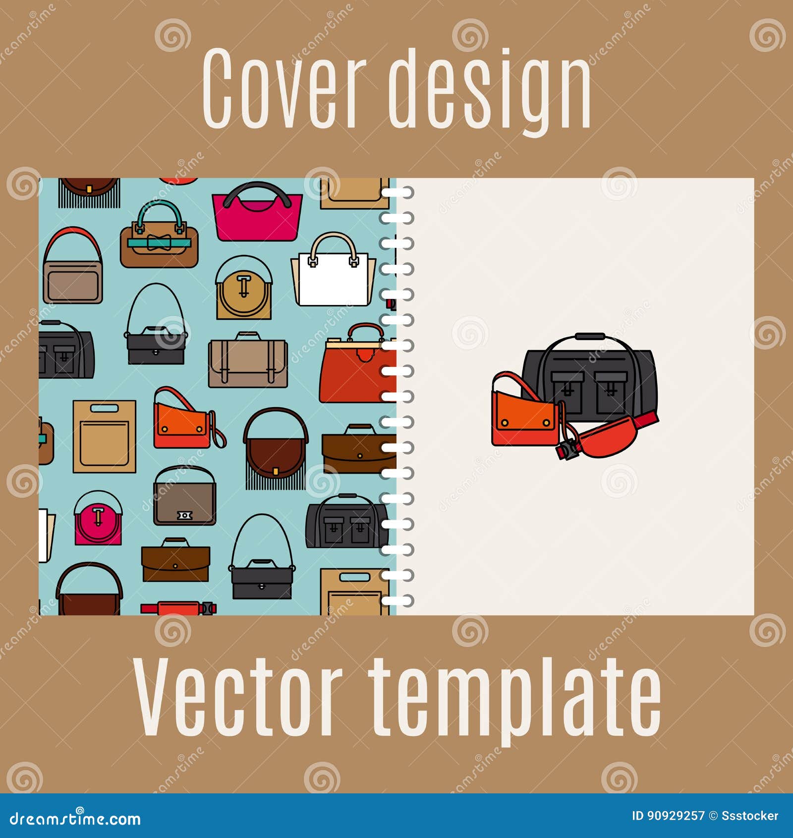 Cover Design with Different Bags Pattern Stock Vector - Illustration of ...