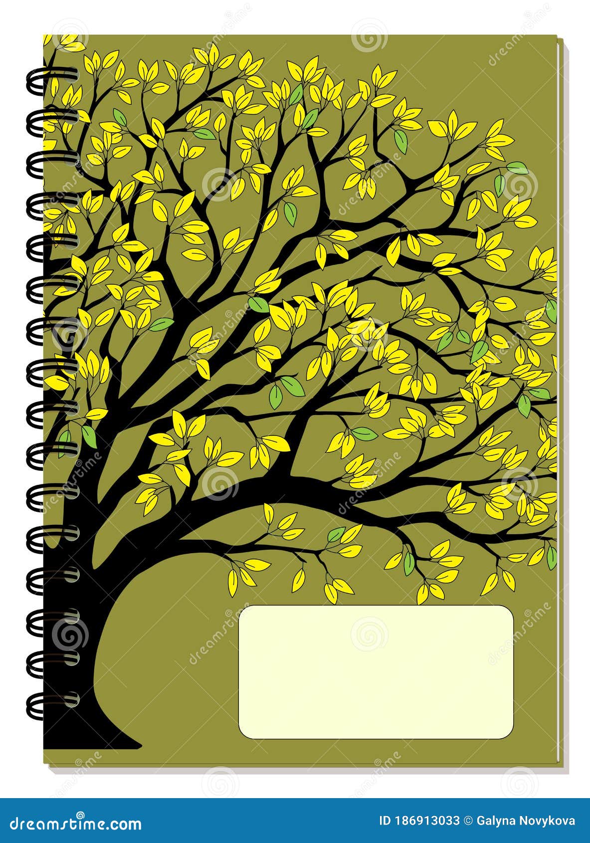 A5 School Spiral Notebook Cover with Apple Tree and Yellow Foliage ...