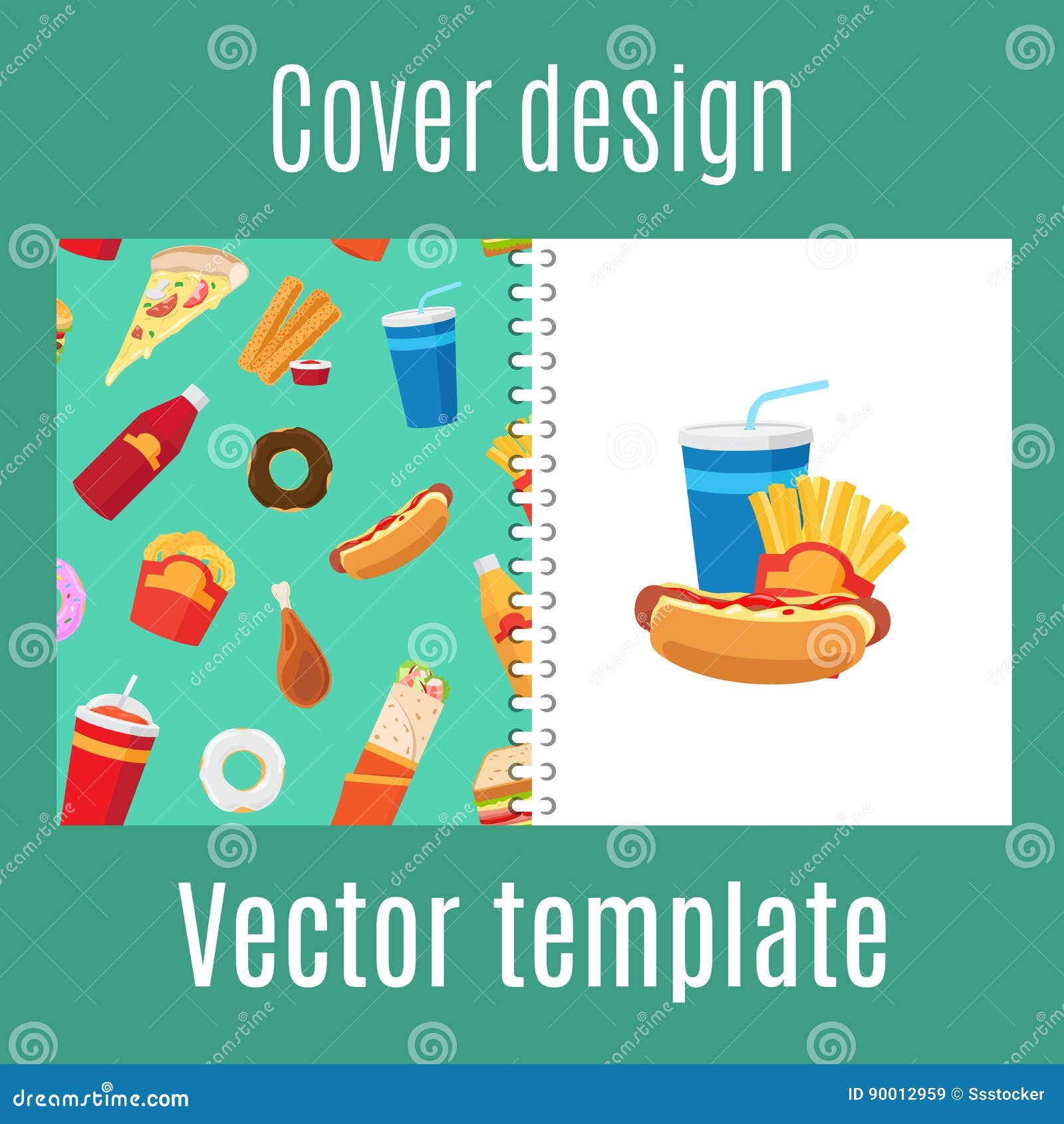 Cover Design with Fast Food Pattern Stock Vector - Illustration of ...