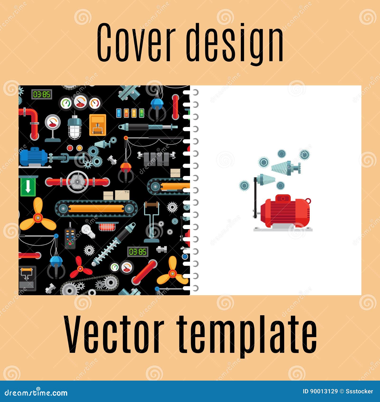 Cover Design with Machinery Industrial Pattern Stock Vector ...