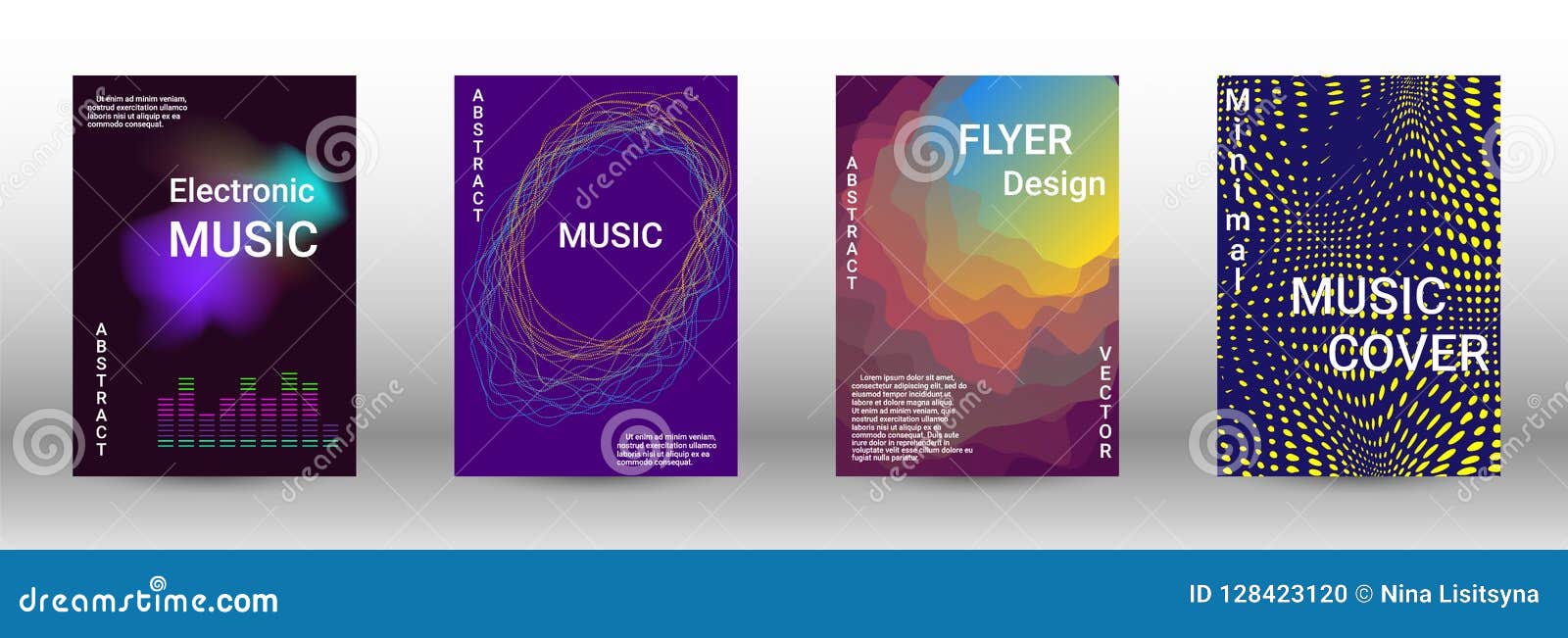 Set of Modern Abstract Musical Backgrounds. Stock Vector - Illustration ...