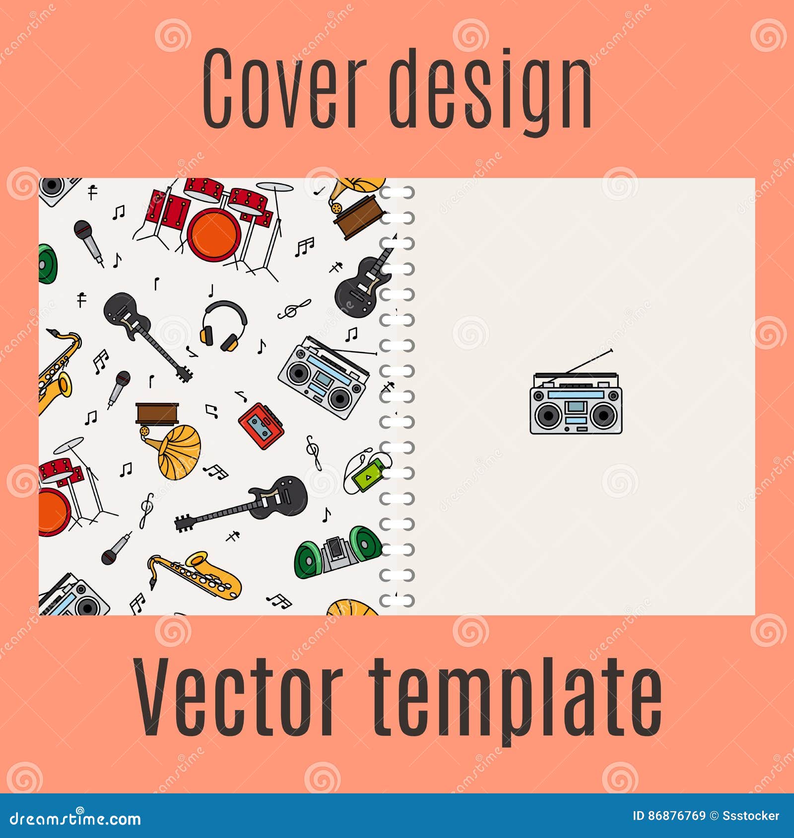 Cover Design with Music Instrument Pattern Stock Vector - Illustration ...