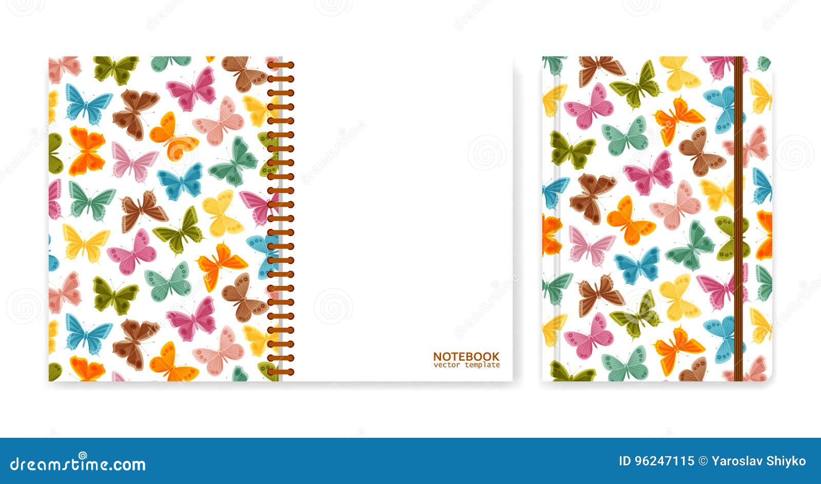 Cover Design for Notebooks or Scrapbooks with Butterflies Stock Vector ...