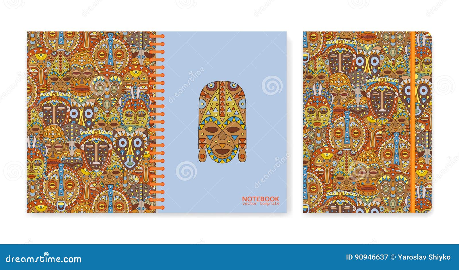 Cover Design for Notebooks or Scrapbooks with Ethnic Masks Stock Vector ...