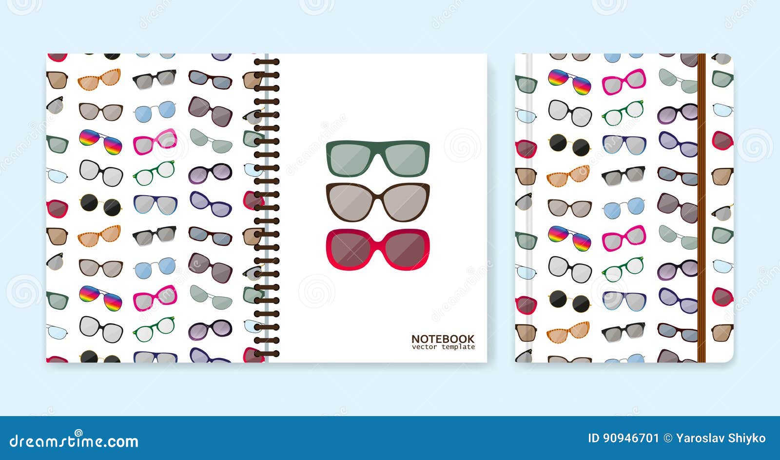 Cover Design for Notebooks or Scrapbooks with Eyeglasses Stock Vector ...