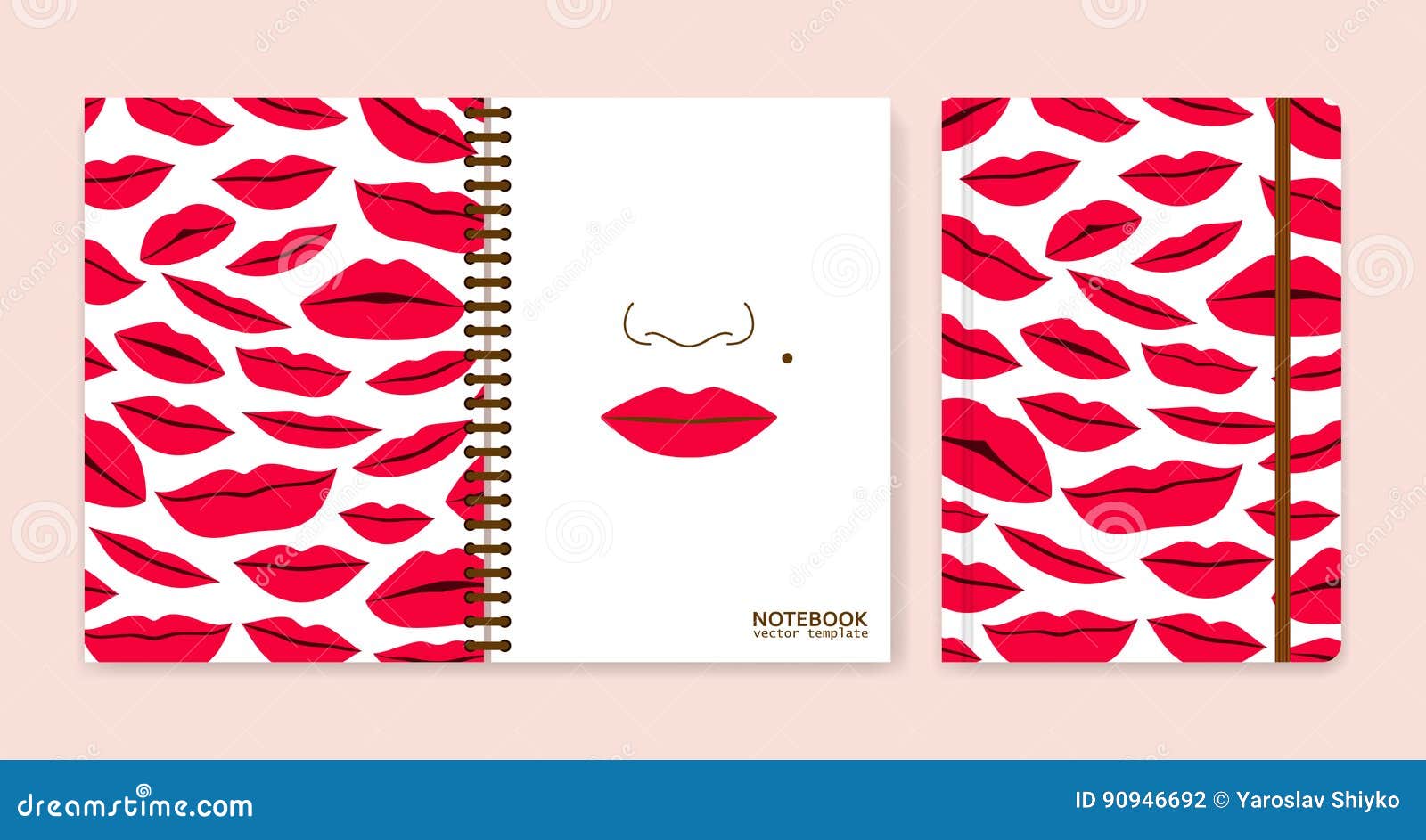 Cover Design for Notebooks or Scrapbooks with Lips Stock Vector ...