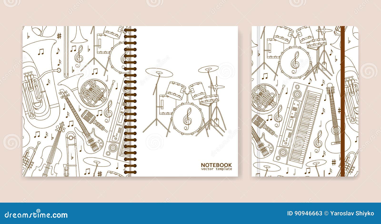 Cover Design for Notebooks or Scrapbooks with Musical Instruments Stock ...