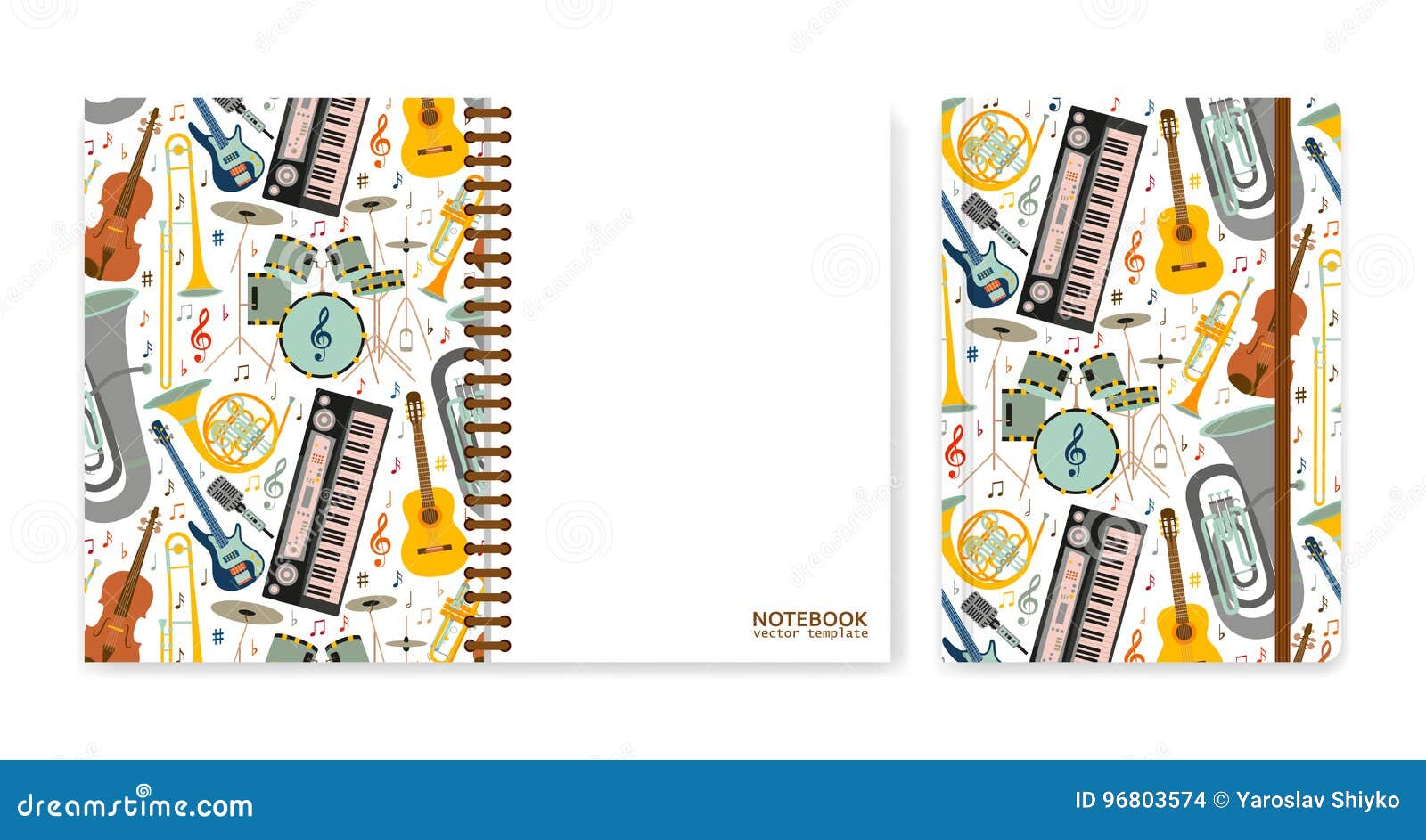 Cover Design for Notebooks or Scrapbooks with Musical Instruments ...