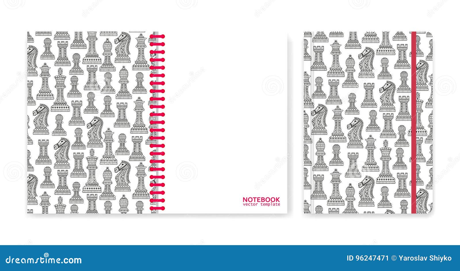 Cover Design for Notebooks or Scrapbooks with Ornamental Chess Pieces ...