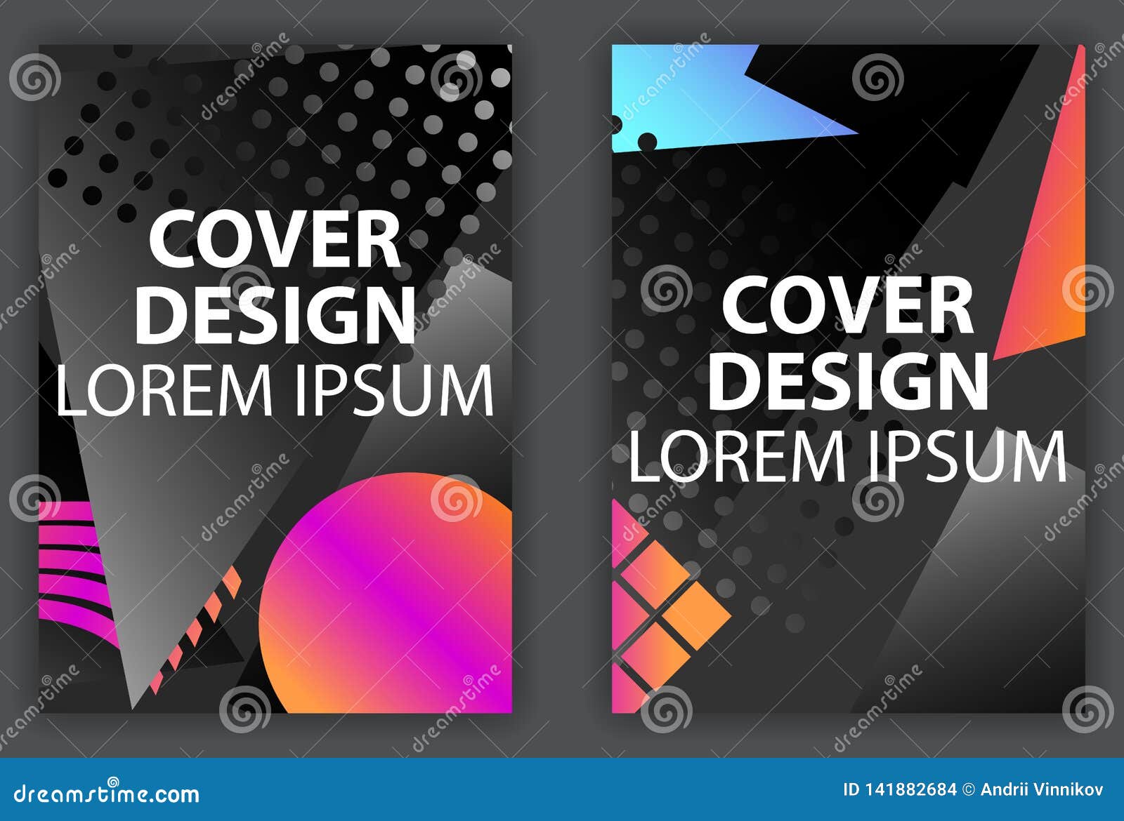 Cover Design Poster with Geometric Elements in the Style of 80s ...