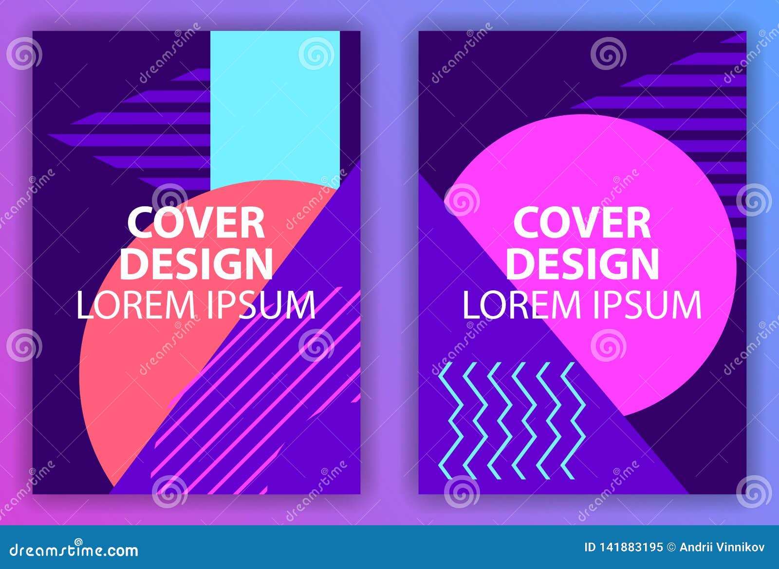 Cover Design Poster with Geometric Elements in the Style of 80s ...