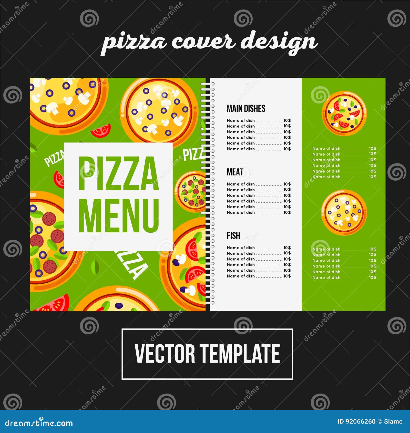 Cover Design for Print Pizza Menu Stock Illustration - Illustration of ...