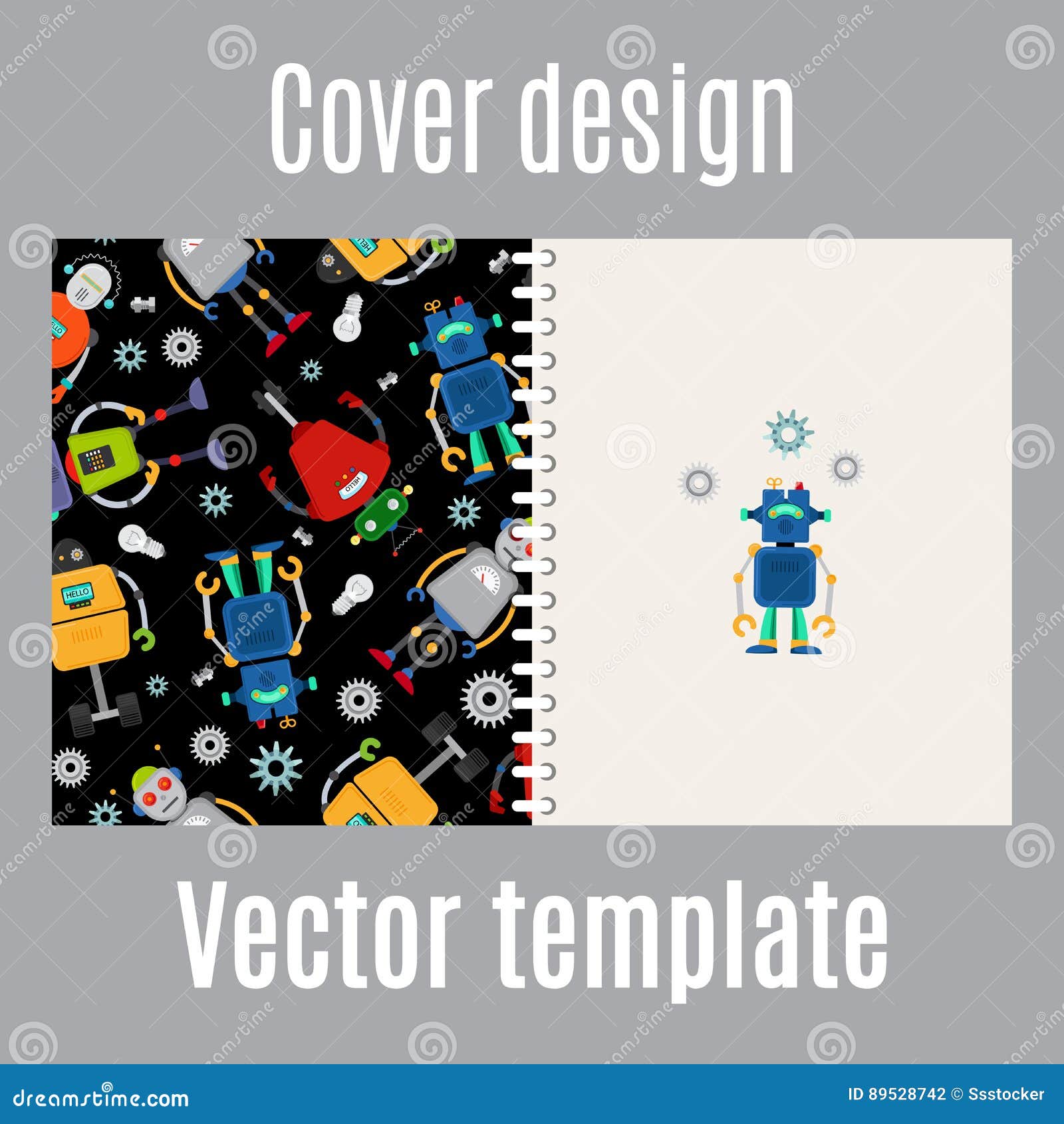 Cover Design with Robots Pattern Stock Vector - Illustration of flat ...