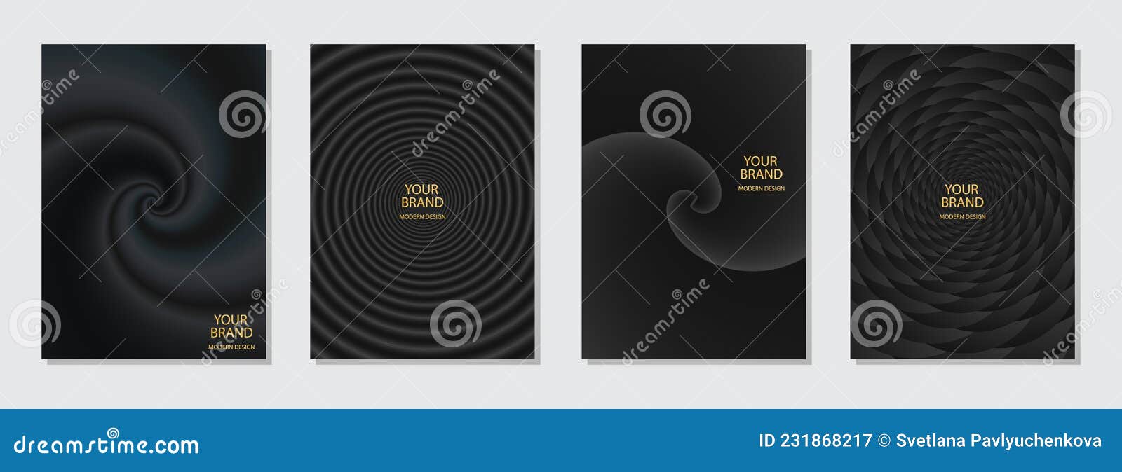 Cover Design Set, Vertical Vector Templates. Geometric 3D, Embossed ...