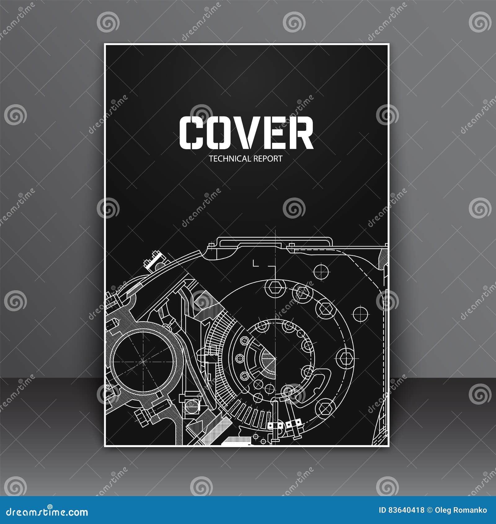 A4 Cover Design. Template Flyer with Technical Drawing Stock Vector ...