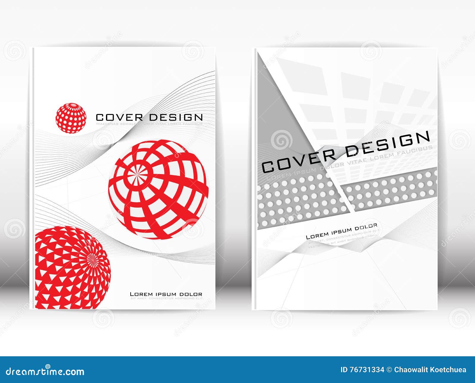 Cover Design Template Publication a Red and Gray Graphics on a W Stock ...
