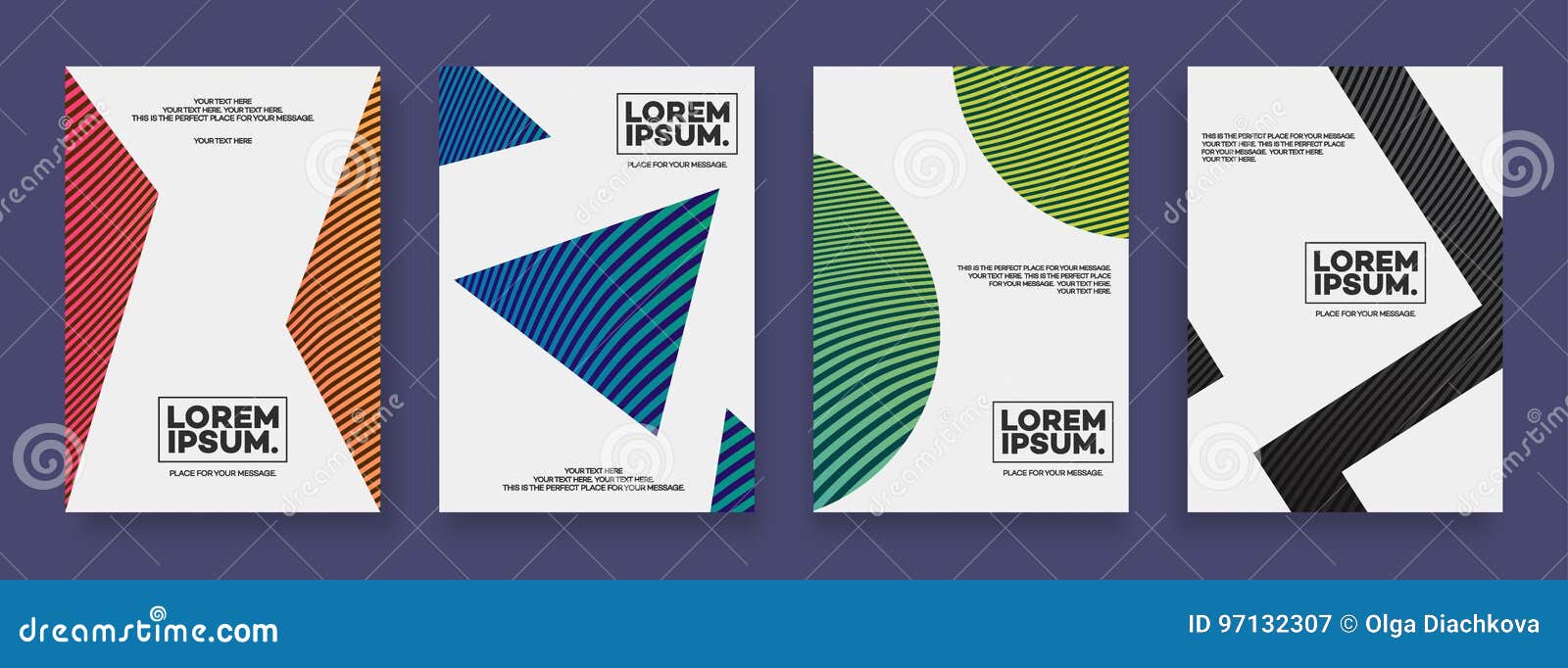 Cover Design Template Set with Abstract Lines and Shapes Different ...