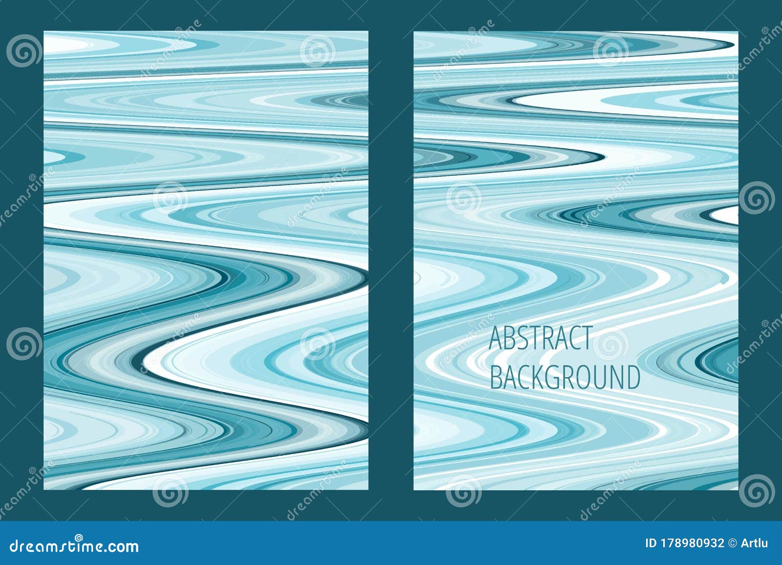 Cover Design Template Set with Turquoise Creative Abstract Hand Painted ...