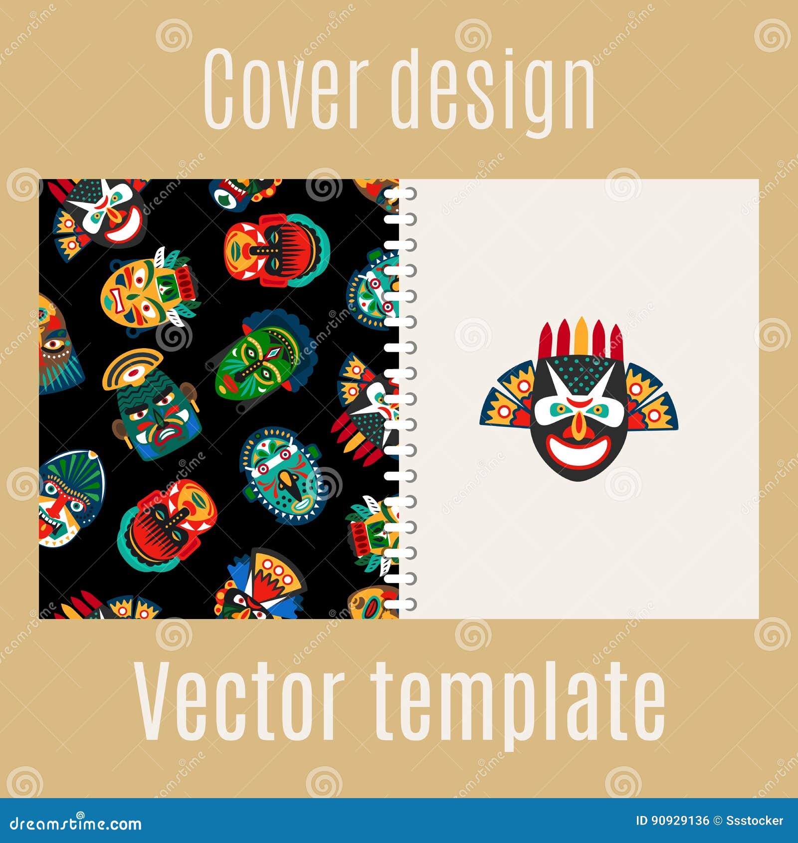 Noh Mask Pattern. Seamless Japan Background With Asian Kabuki Theater ...