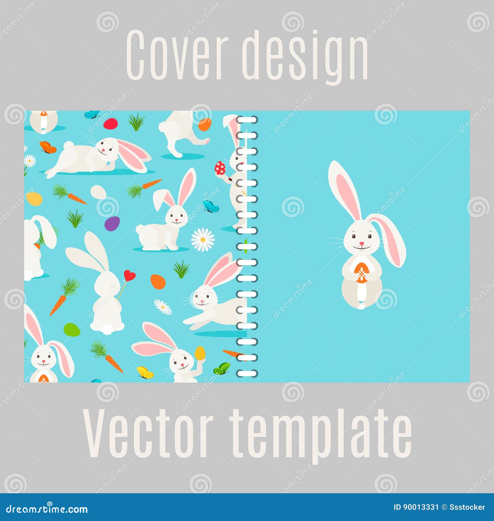 Cover Design with White Rabbits Pattern Stock Vector - Illustration of ...