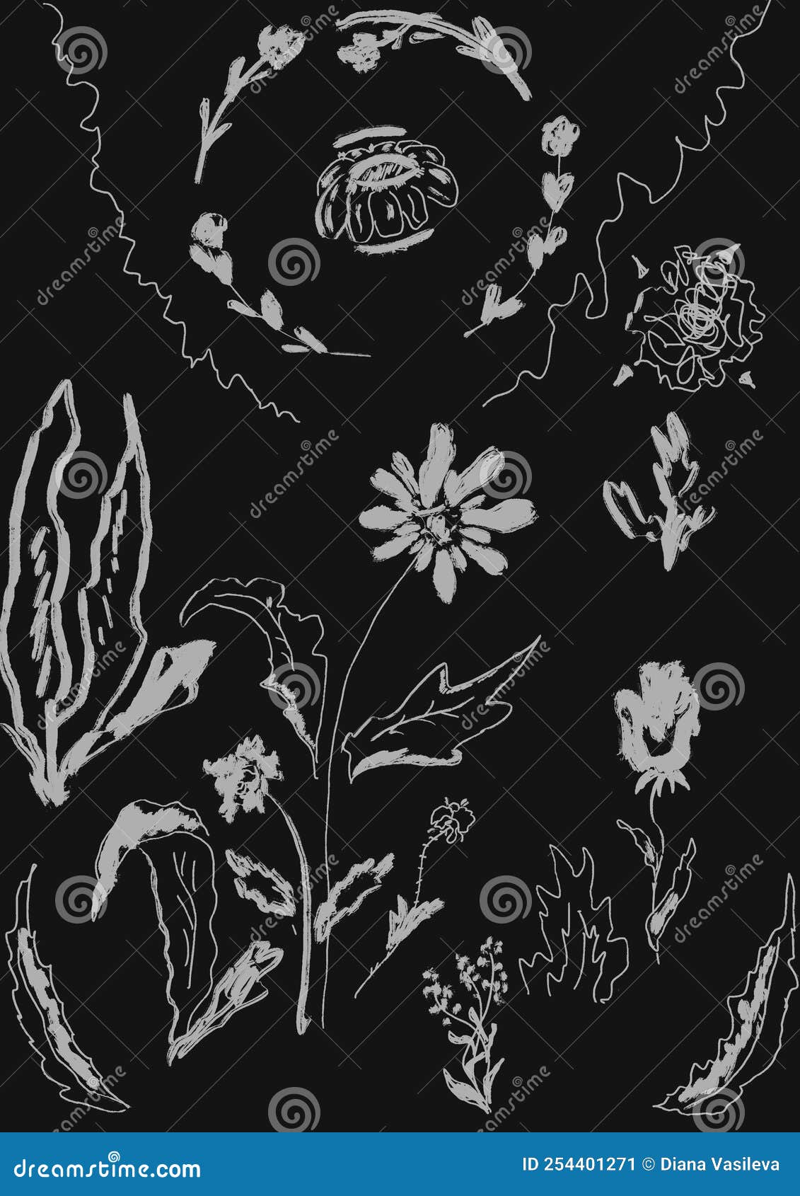 Cover Illustration Vector Black Flowers Stock Illustration ...