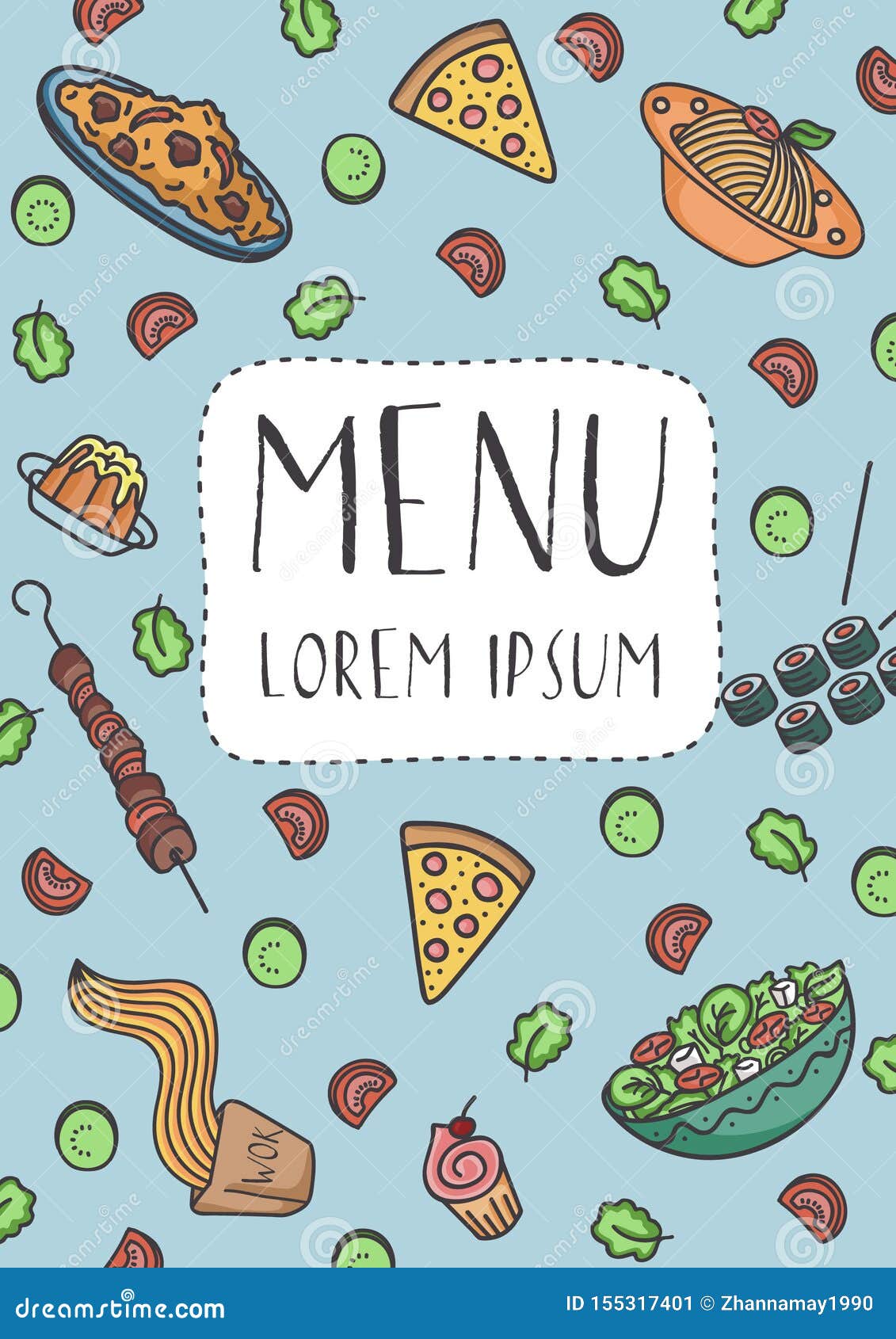 Menu Cover with the Image of World Famous Cuisines Stock Vector ...