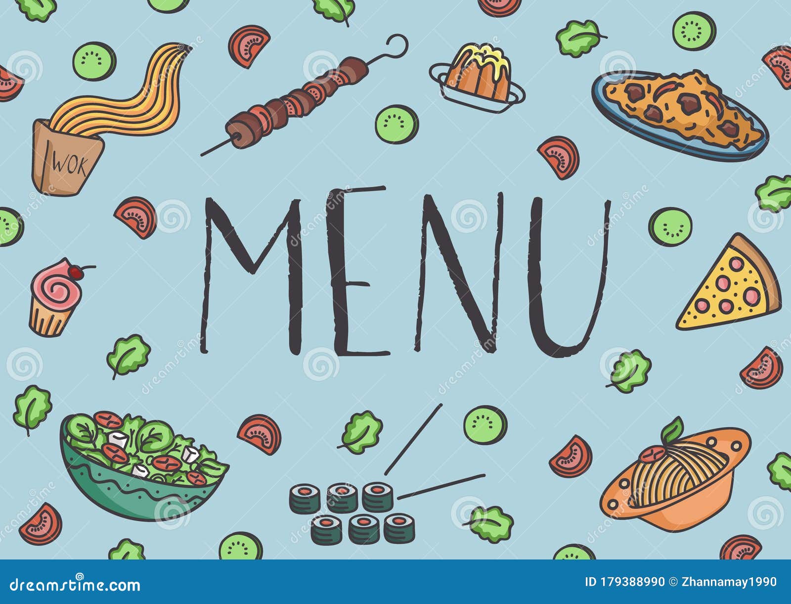 Cover for the menu stock vector. Illustration of pizza - 179388990