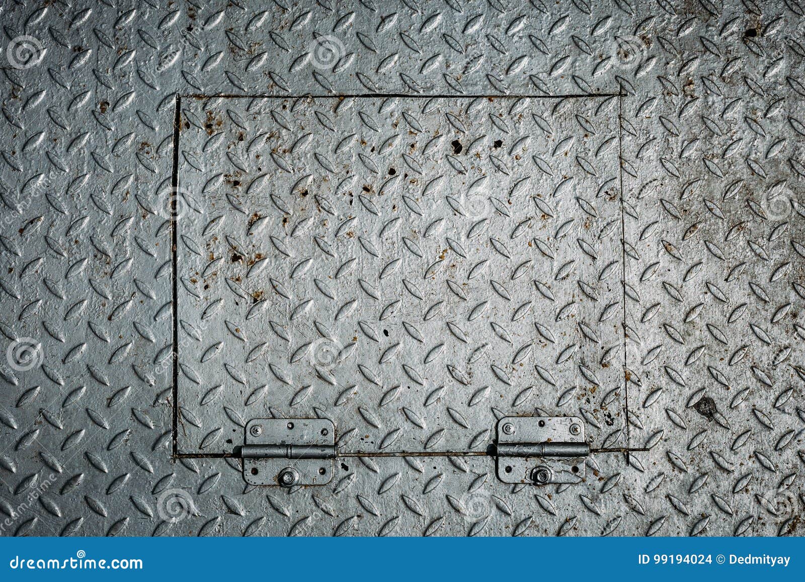 Metal Hatch Close-up On Neck Of Tank Painted With Gray Paint Bolted ...