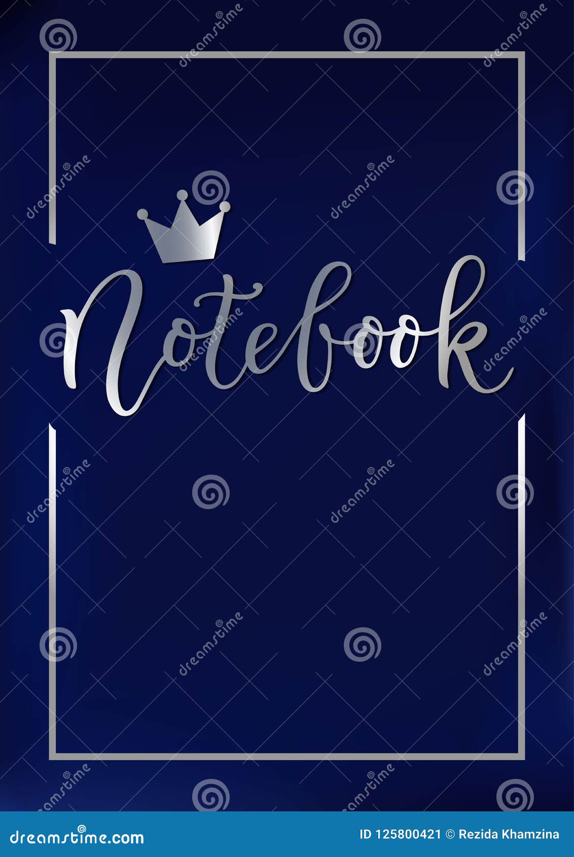 Cover with Modern Calligraphy of Notebook in Silver Gradient with Crown ...
