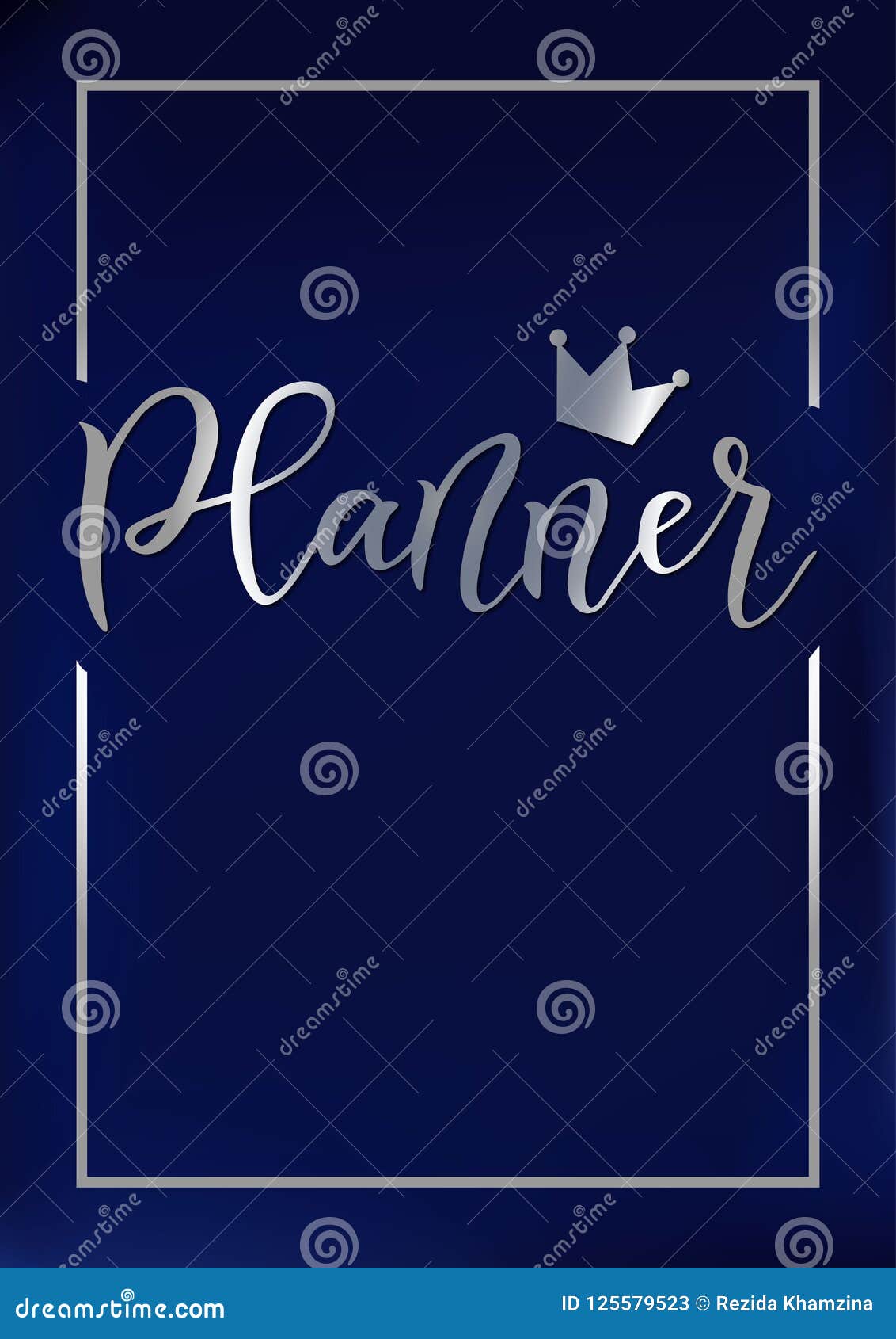 Cover with Modern Calligraphy of Planner in Silver Gradient with Crown ...