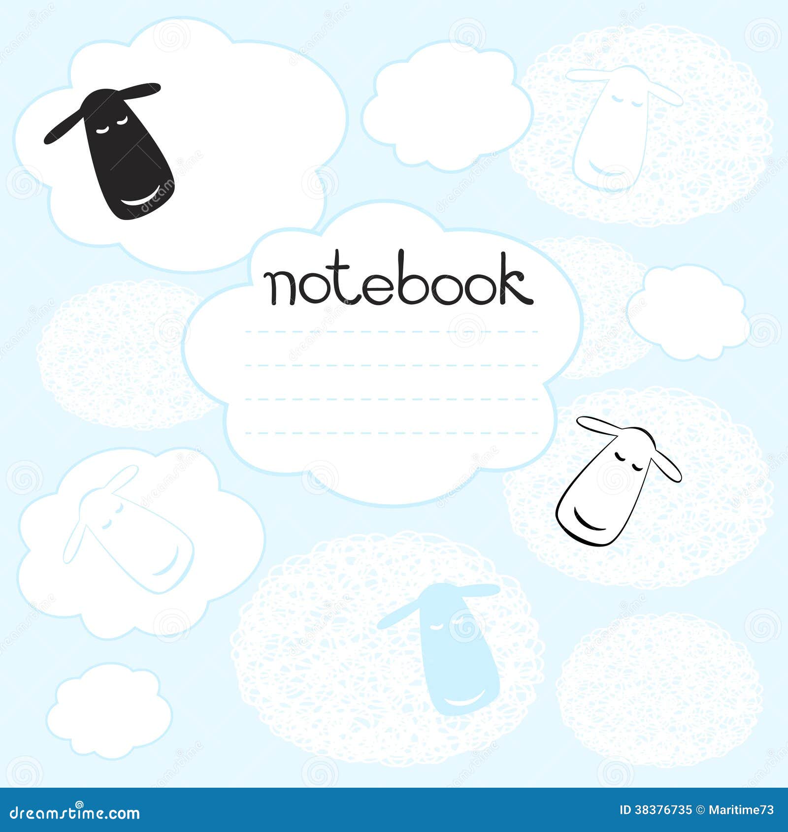 Cover for Notebook with Cartoon Clouds Stock Vector - Illustration of ...