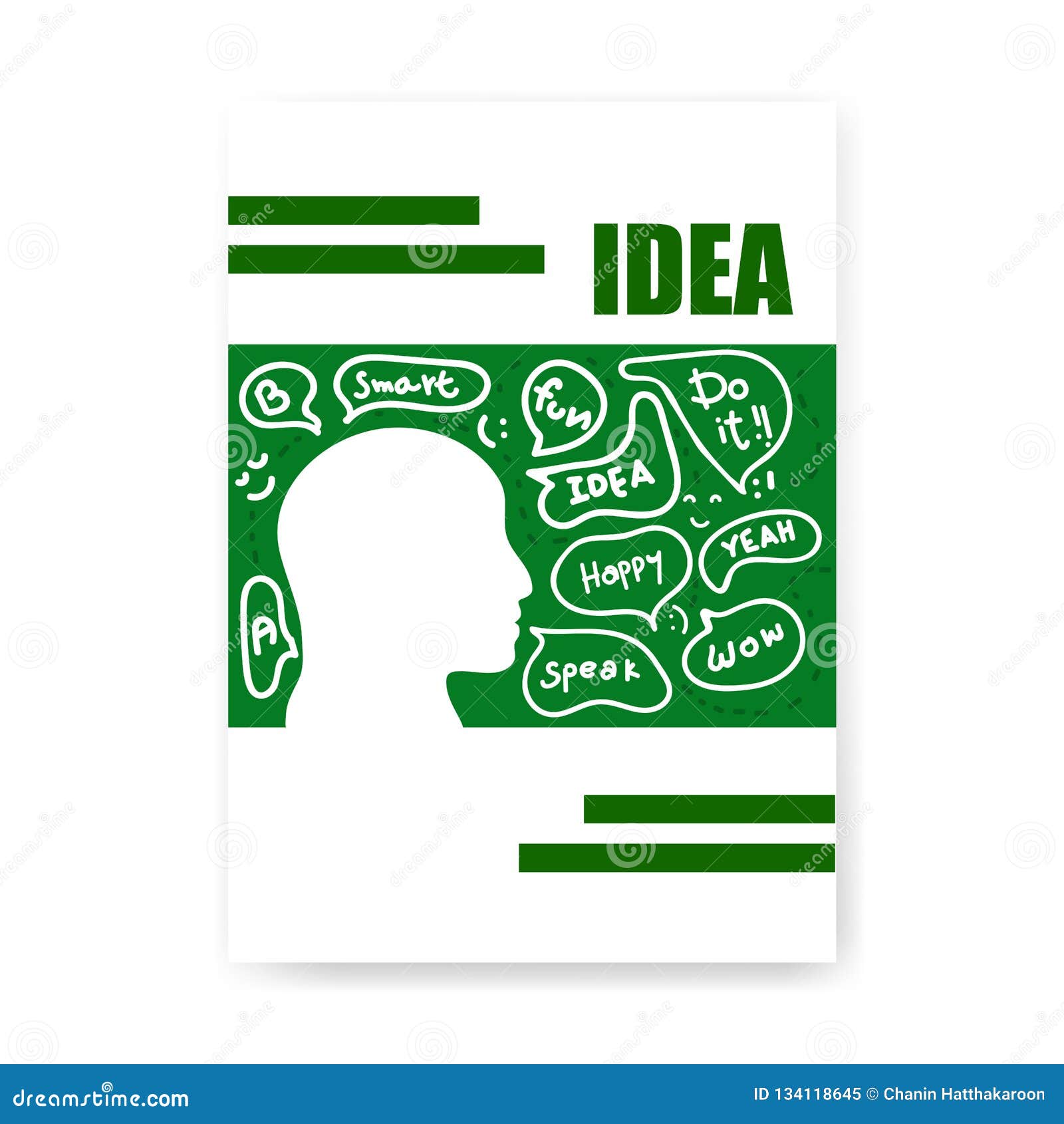 Cover Notebook Mind Thinking Flat Style, Sketch Hand Drawn Speech ...