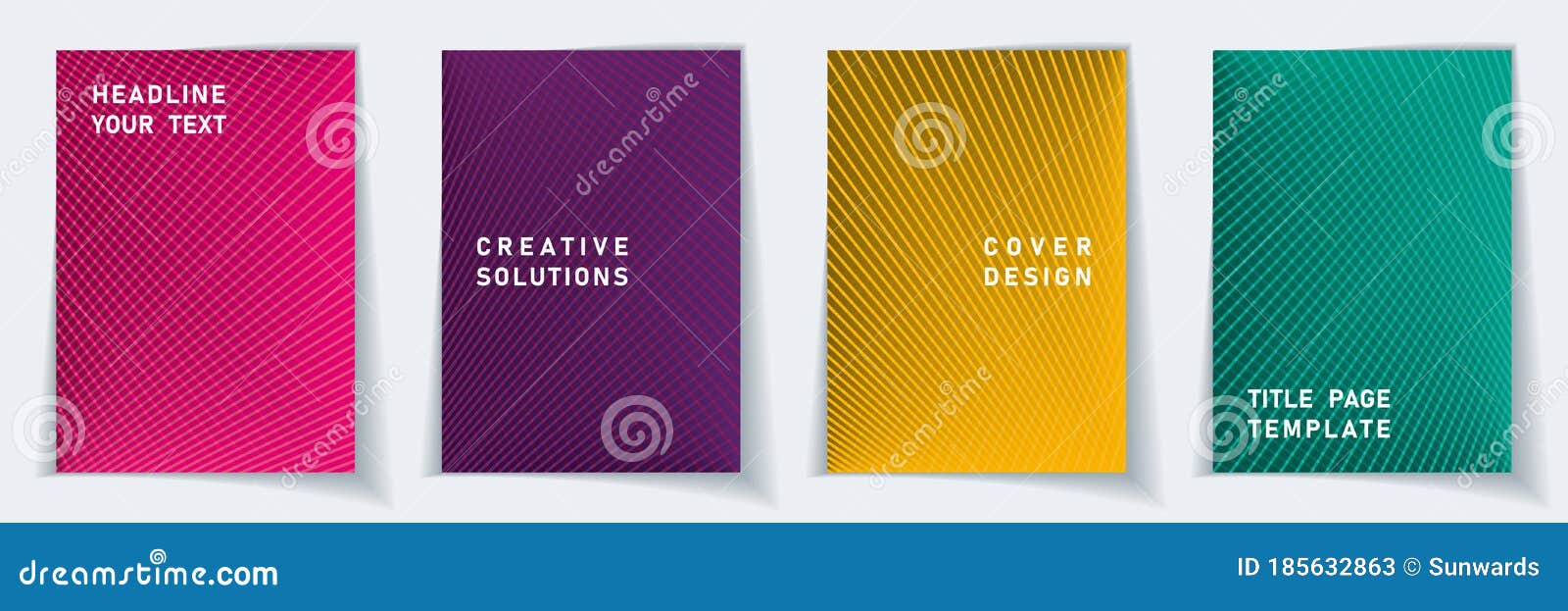 Cover Page Cool Layout Vector Design Set. Stock Image - Image of ...