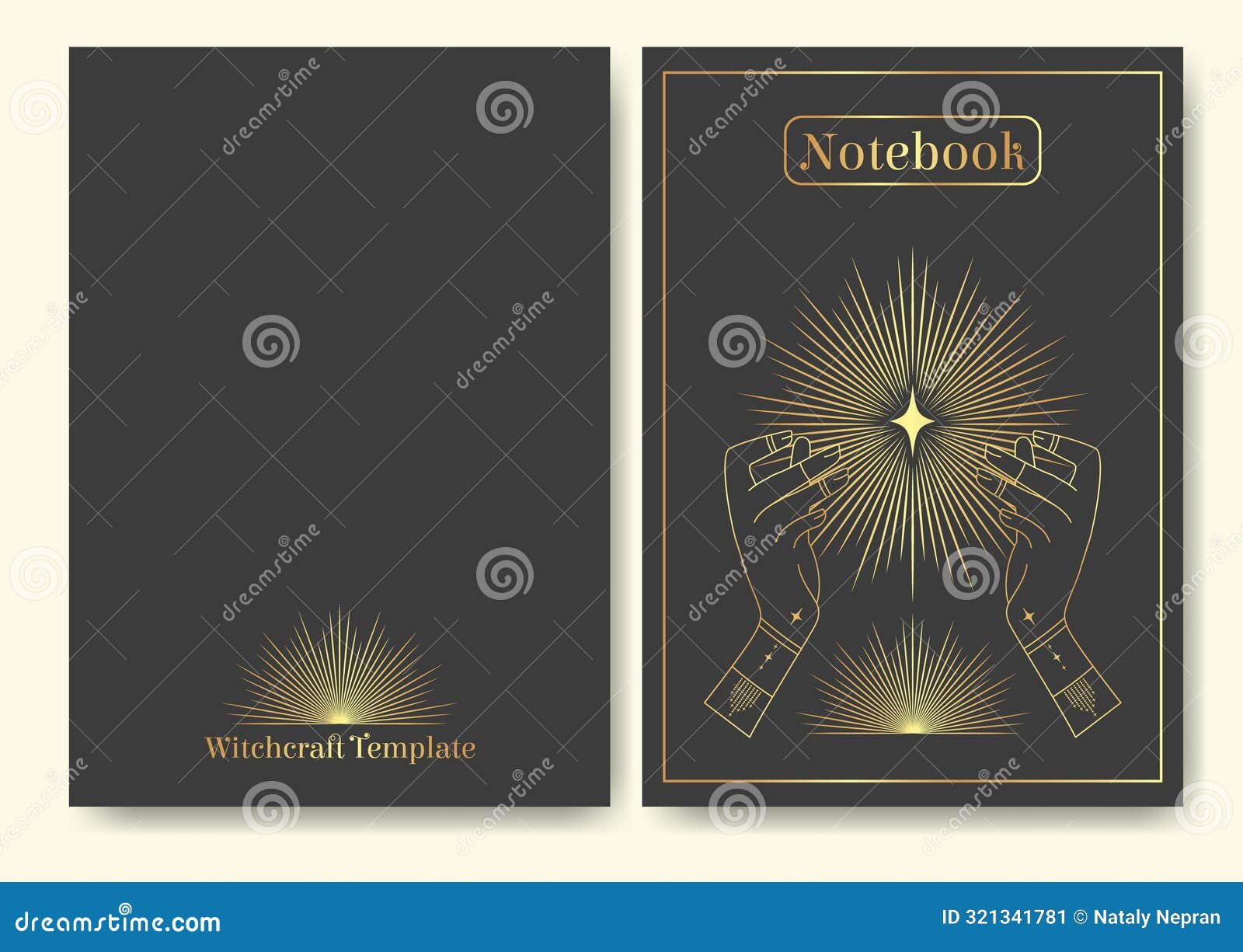 Cover Page Design Artwork Illustration. Witchcraft Notebook Cover Stock ...
