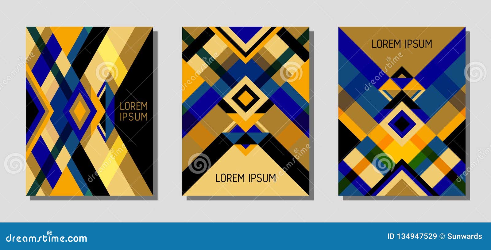 Cover Page Layout Vector Template Geometric Design with Triangles and ...