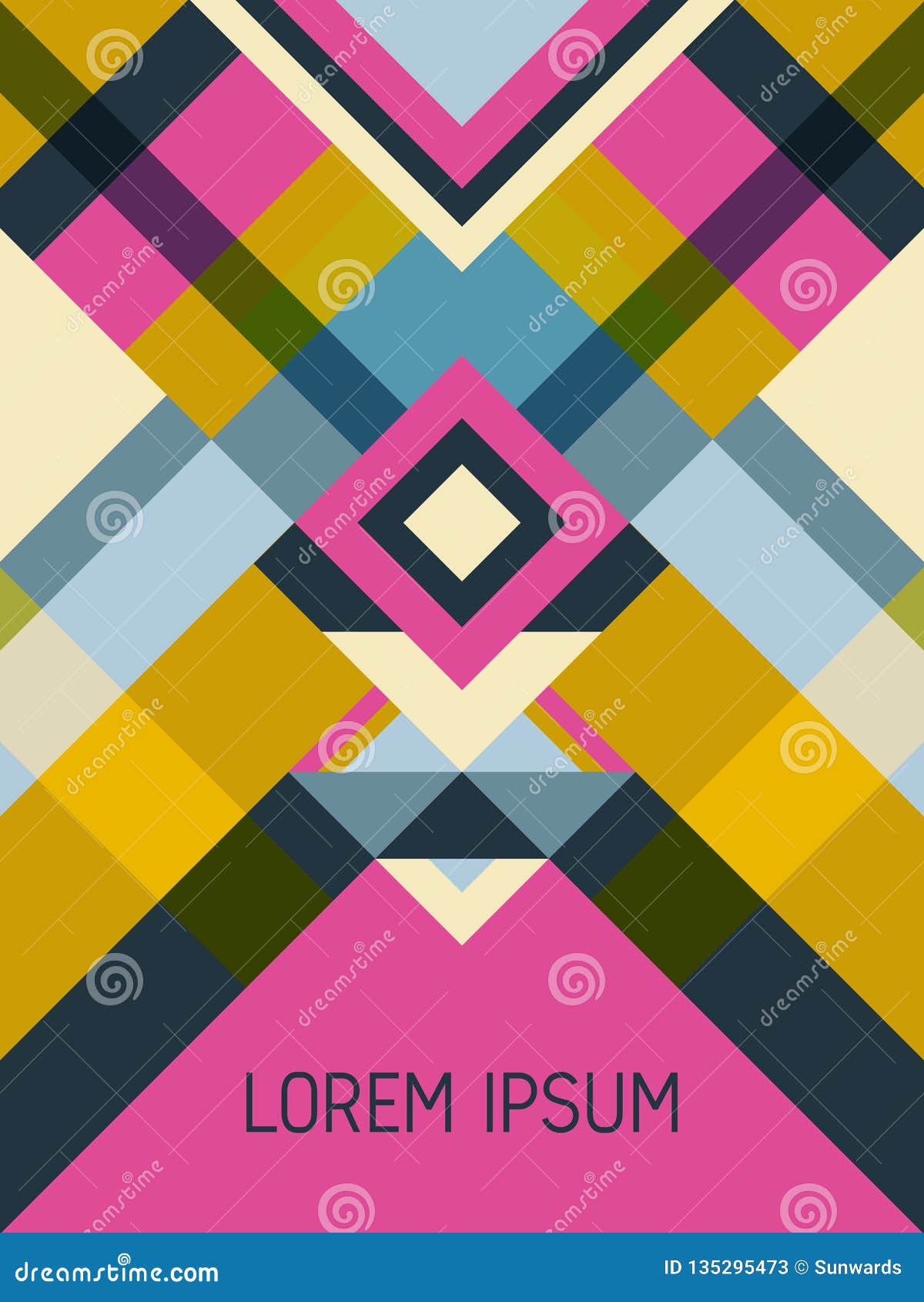 Cover Page Layout Vector Template Geometric Design with Triangles and ...