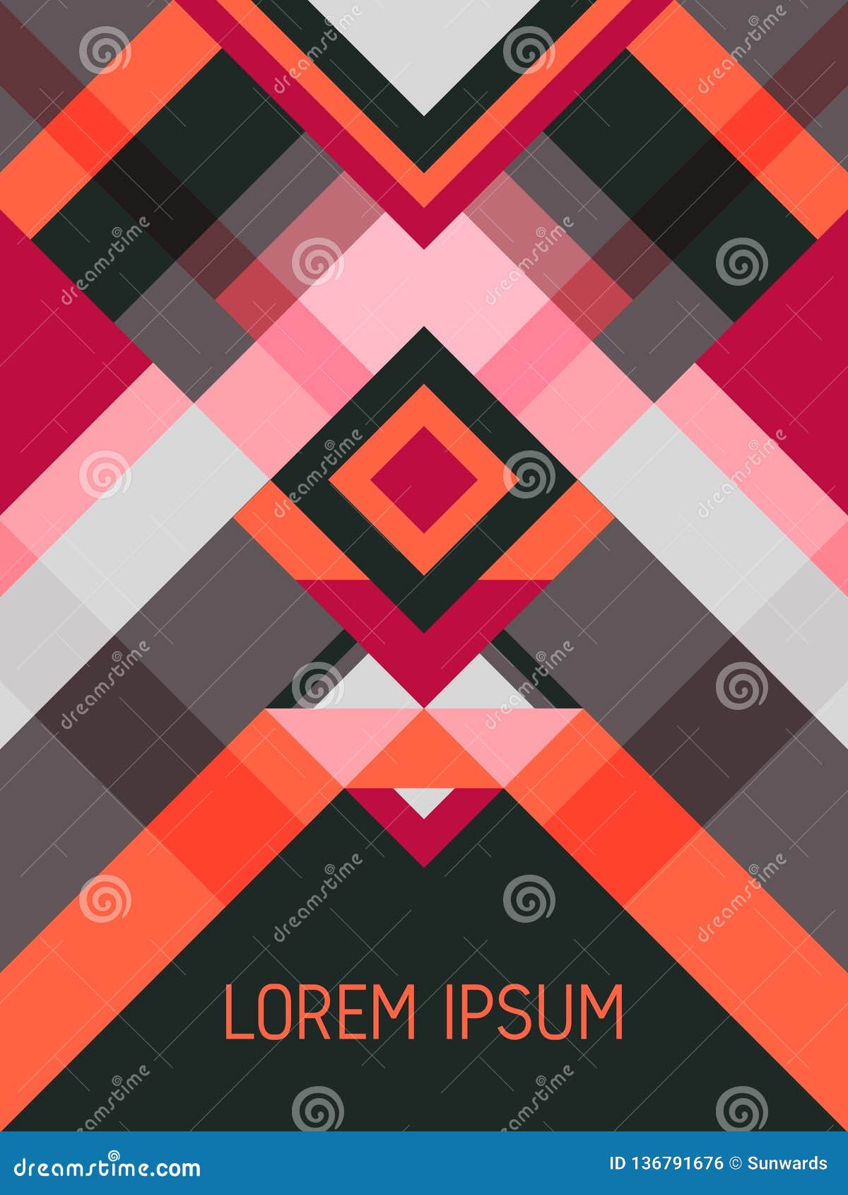 Cover Page Layout Vector Template Geometric Design with Triangles and ...