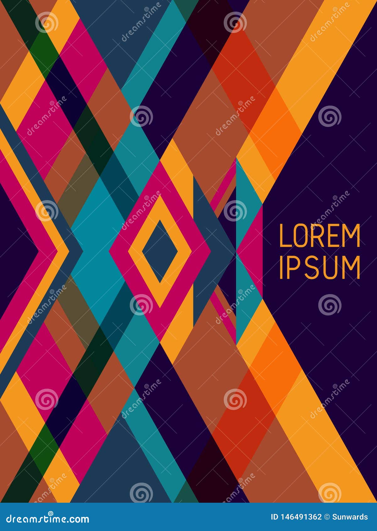 Cover Page Layout Vector Template Geometric Design with Triangles and ...