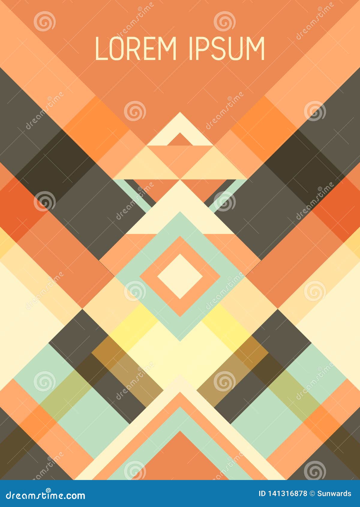 Cover Page Layout Vector Template Geometric Design with Triangles and ...