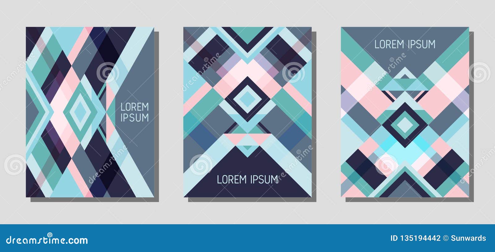 Cover Page Layout Vector Template Geometric Design with Triangles and ...